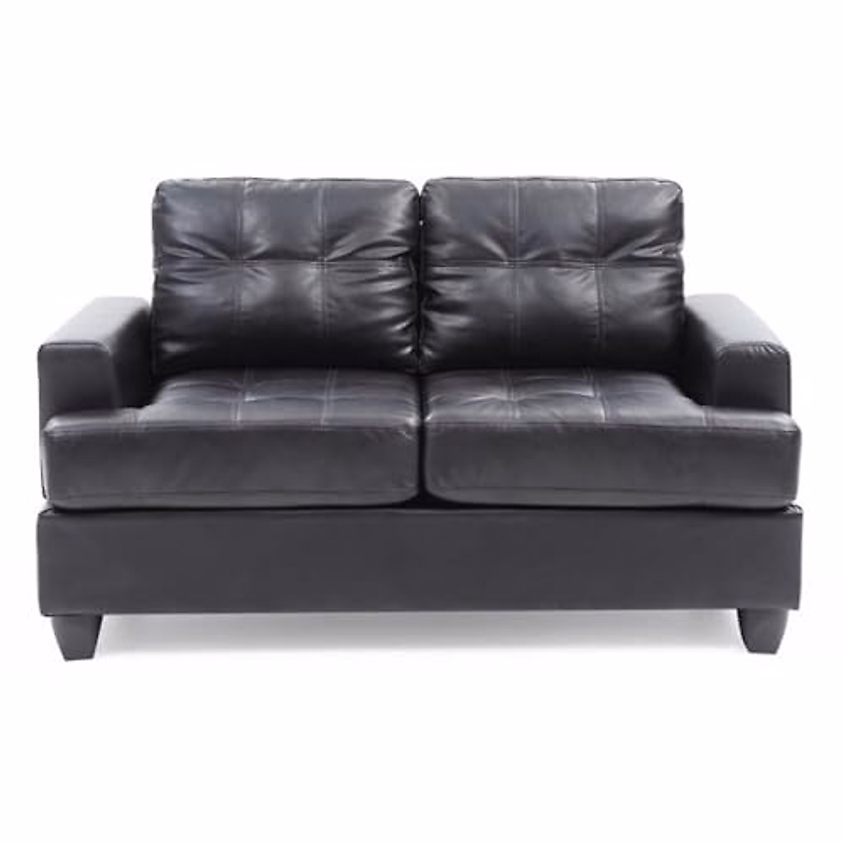 Glory Furniture Sandridge Faux Leather Loveseat in Black