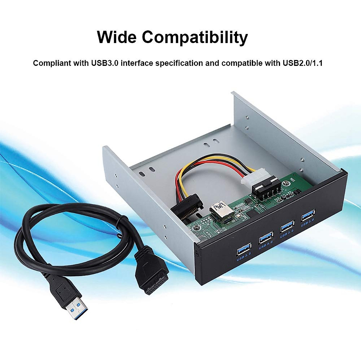 5.25 Inch 4 Port USB 3.0 Front Panel 5.25 Inch 19Pin to USB3.0 CD Driver 4 Port Hub Front Panel CD ROM Expansion Mobile Rack with SATA Cable