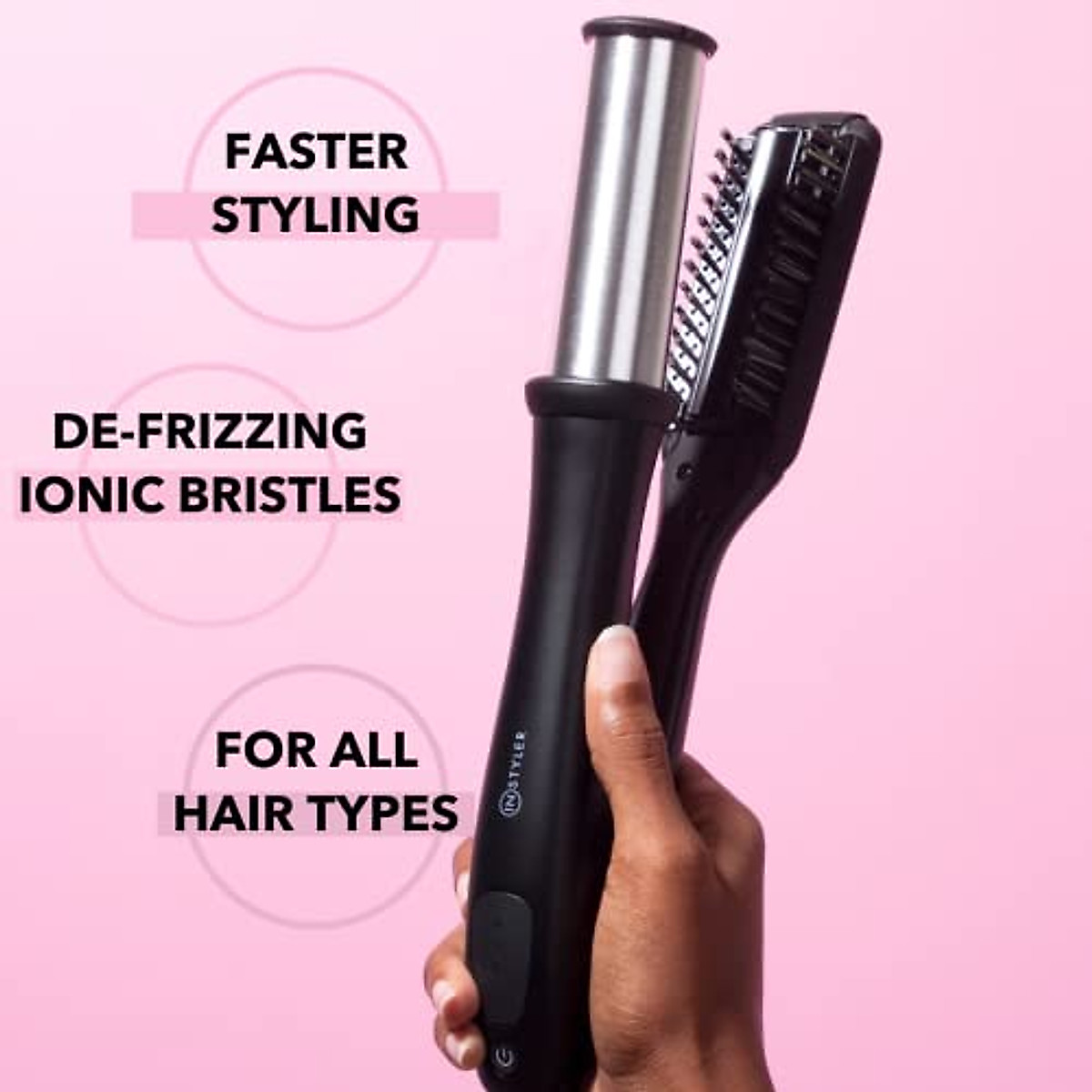 InStyler Max Prime 1.25” 2-Way Rotating Professional Tourmaline Ceramic Iron - Automatic Revolving Curling Iron Straightens & Styles Hair with Four Heat Settings
