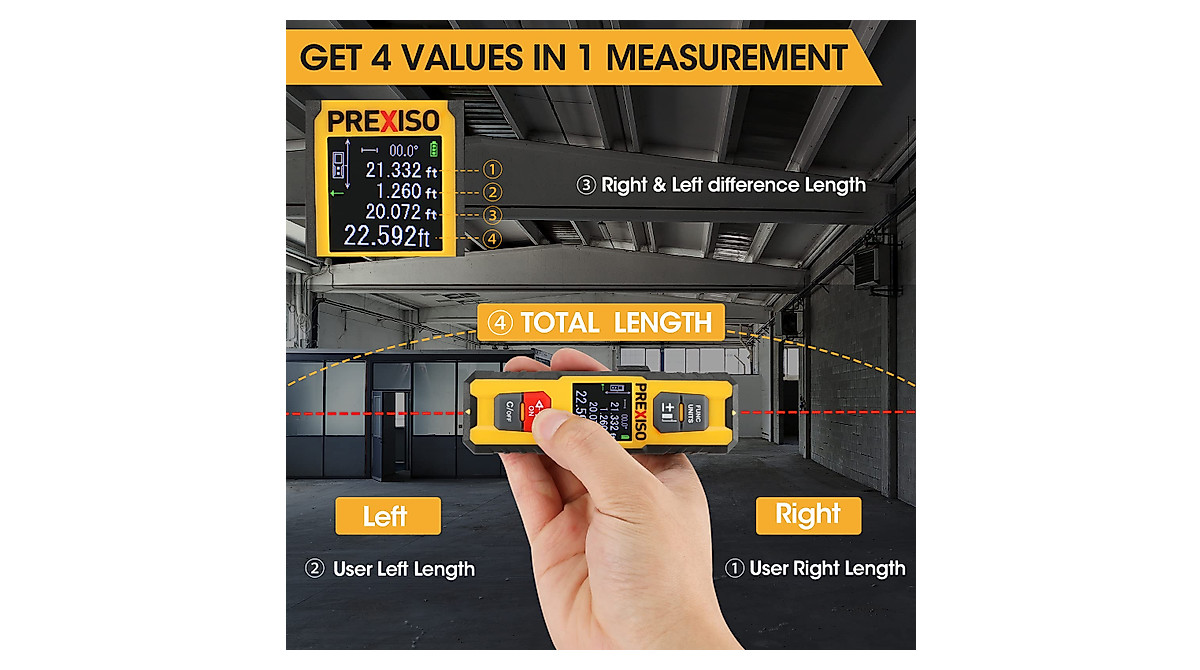 PREXISO Dual Laser Measure: Accurate & Rechargeable Tool