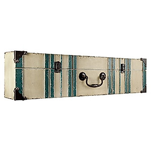 MCS Vintage Suitcase with Aqua Accent, 24 in, Distressed Cream