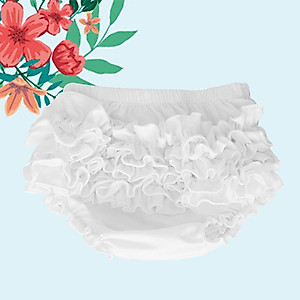 Baby Girl Ruffle Lace Pure Cotton Panties Diaper Cover for Halloween Christmas Party Size L(White)