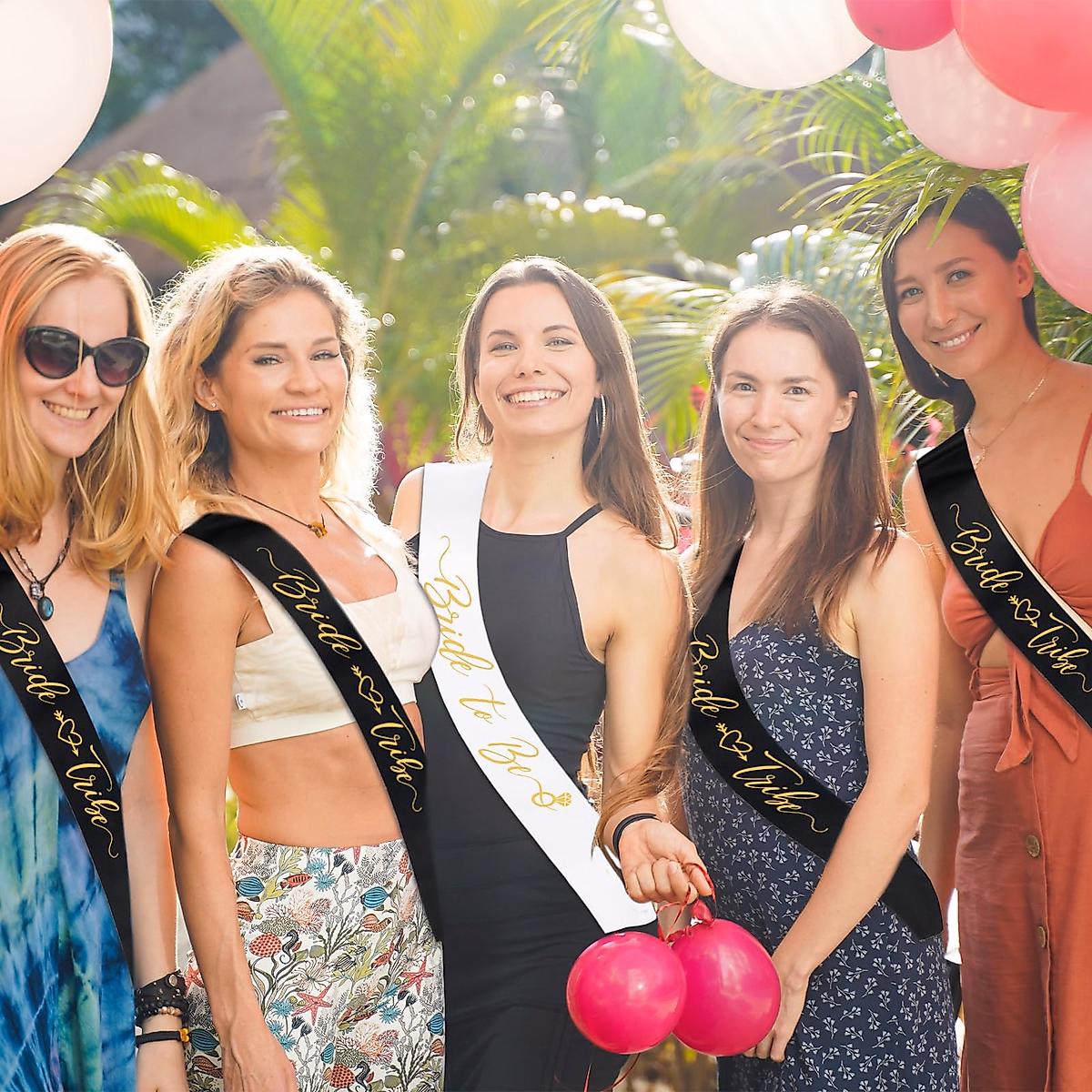 SKJIAYEE 7Pcs Bachelorette Sash Set-White Gold Bride to be Sash and 6Pcs Black Gold Bride Tribe Sash for Hen Party and Bridal Shower Party Supplies-Wedding Engagement Party Accessories Favors Gift