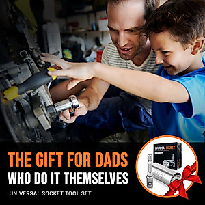 RAK Universal Socket Tool - Super Socket Unscrew Any Bolt - Gifts for Men - Adjustable Grip Socket Adapter Set for Car Mechanic, Electrician, Handyman, HVAC Tools - Birthday Gifts for Dad