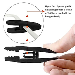 Andiker 20PCS Black Velvet Hanger Clips, Non-Slip Strong Finger Flocked Clips for Thin Velvet Hangers Suit Pants Trousers Skirt (Black)