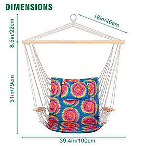 Backyard Expressions Reversible Hanging Rope Swing - Max 275 Lbs - Wooden Spreader Bar - for Any Indoor or Outdoor Spaces