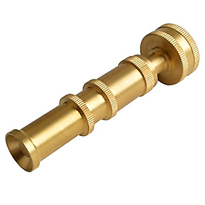 HYDRO MASTER Heavy Duty Brass Garden Hose Nozzle, Adjustable Twist Pressure Sprayer