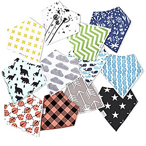 Baby Bandana Bibs 12 Pack - Organic Baby Bibs for Boy and Girls, Soft and Stylish Drool Bibs for Teething and Drooling, Ultra Absorbent Bibs for baby boy