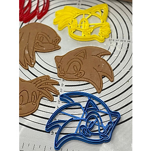 Set of 3 Sonic Knuckles the Echidna Miles Tails Prower Head Cookie Cutters & Molds Produced by 3D Kitchen Art