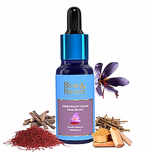 Blue Nectar Saffron & Manjish Face Oil - Original Kumkumadi Oil for Face | Ancient Glow Serum Face Moisturizer for Brighter Skin | Plant Based Collagen Booster for Women & Men (26 Herbs, 1Fl Oz)
