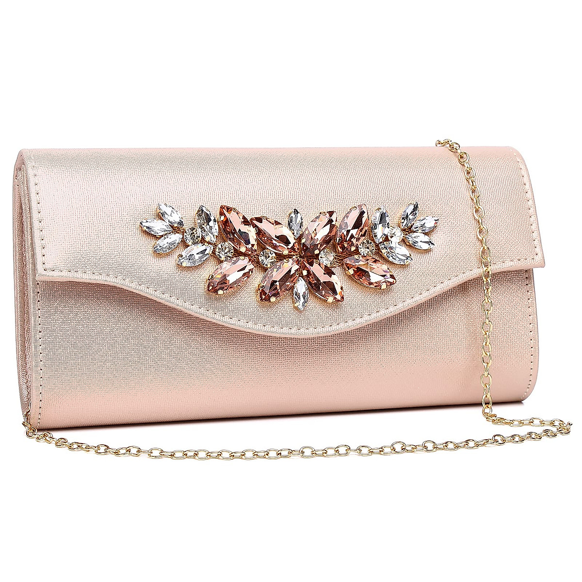 GESU Clutch Purses for Women Bling Rhinestone Evening Bag Wedding Formal Dress Purses Handbag,Gold.