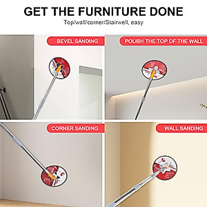 Drywall Pole Sander, 86 inch Drywall Sander With Extension Pole, Manual Hand Drywall Sander with Extension Pole for Painting Projects， Includes 5pcs Sanding Sheets (80, 100, 120, 180, 240 Grit)