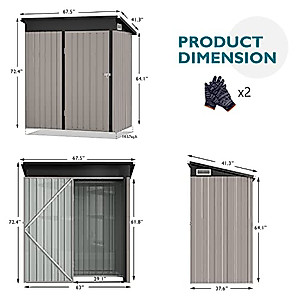 Breezestival Outdoor Storage Shed 5x3 FT, Utility Steel Tool Shed with Lockable Door and Air Vents, Galvanized Metal Shed for Garden Backyard Patio Lawn (5' x 3')