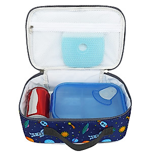 FlowFly Kids Lunch box Insulated Soft Bag Mini Cooler Back to School Thermal Meal Tote Kit for Girls, Boys, Astronaut
