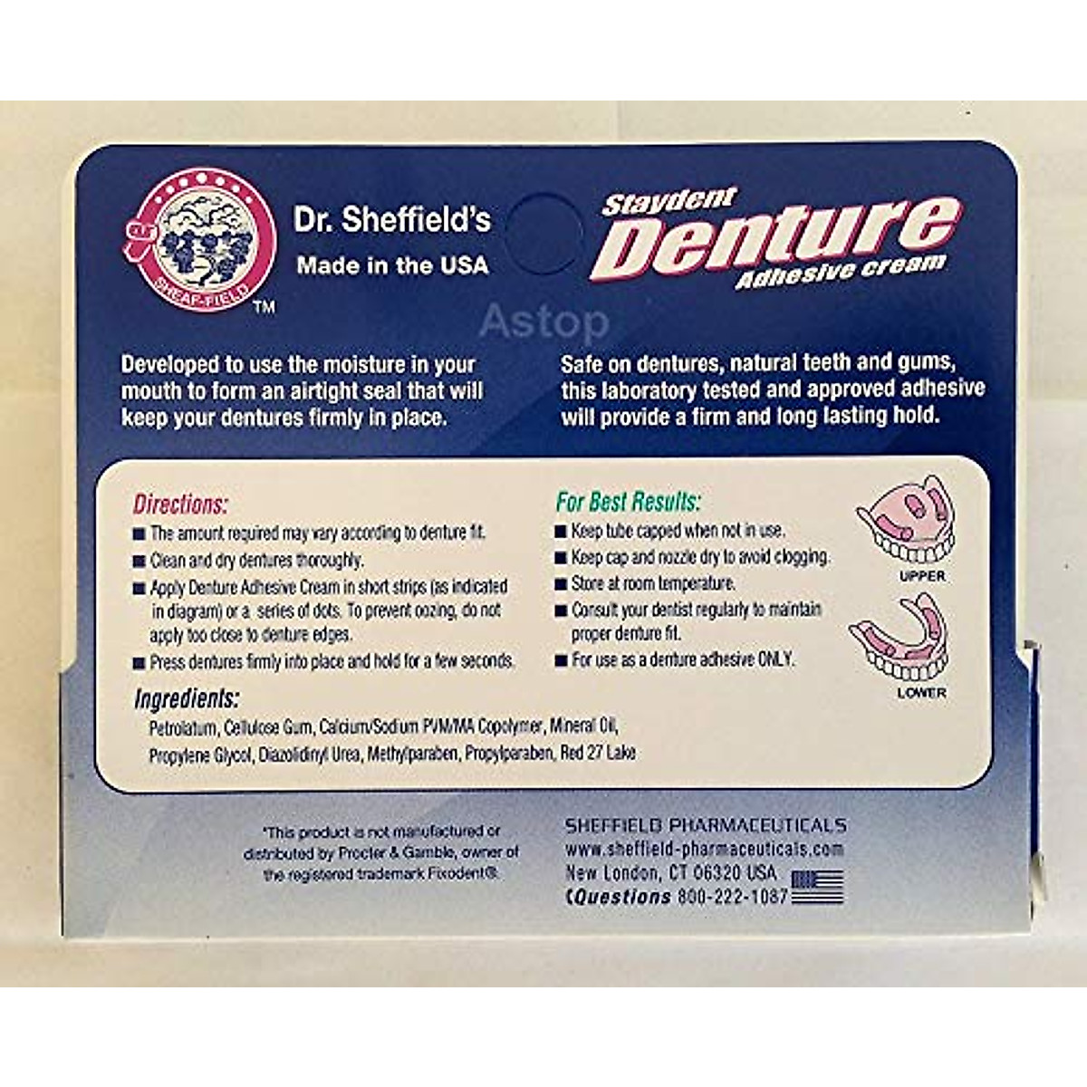 Dr Sheffield's STAYDENT, extra strength Denture Adhesive Cream, 0.85 oz