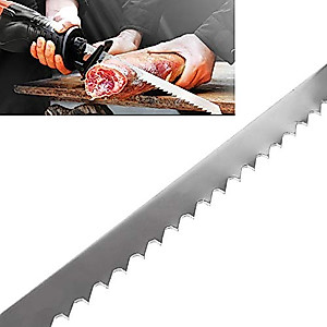 12 Inch Stainless Steel Reciprocating Saw Blades for Meat, 3TPI Big Tooth Unpainted Reciprocating Saw Blades for Food Cutting, Big Animals, Frozen Meat, Beef, Sheep, Cured Ham, Turkey, Bone - 5pack
