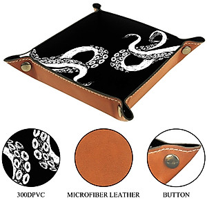 feichanghao Black and White Octopus Tentacles Folding Dice Tray, PU Leather Dice Holder Rolling Trays for RPG Dice Gaming DandD and Other Table Games