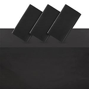 Juvale 3 Pack Black Plastic Tablecloth for Rectangle Tables, 54 x 108 Inches, Disposable Tablecloth Cover for Birthday, Halloween & Graduation Party Table Decorations