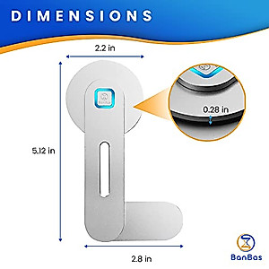 BanBas Magnetic Phone Holder for Laptop, Adjustable Phone Monitor Side Mount, Slim Suitable for All Mobile Devices, Compatible with iPhone, Silver