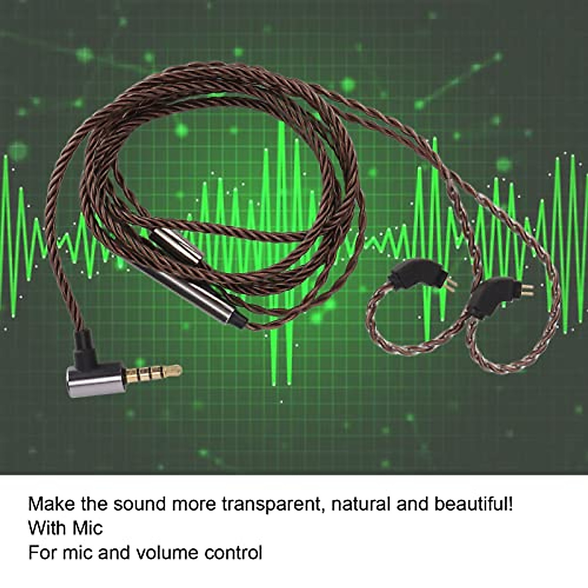 0.78Mm 2 Pin Cable with Mic, 3.5Mm Audio Cable Earphone Replacement Upgrade Cable, 2 Pin IEM Cable with Mic for 2 Pin 0.78Mm Headphones for Weston 1964 Ue3X Ue18 W4R