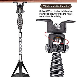 SELEWARE Hammock Hanging Kit, Bearing Swing Hanger with Spring, 39” Chain and Carabiner, 360°Rotation, Heavy Duty Indoor & Outdoor Hammock Chair Porch Swing Set Hardware for Wood and Concrete