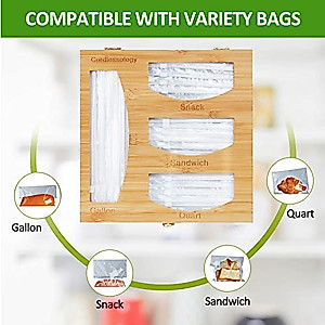 Honadar Bamboo Ziplock Bag Organizer for Drawer, Bag Storage Organizer Compatible with Gallon, Quart, Sandwich and Snack Variety Size Bag for Kitchen Drawer Organizer (1 Box 4 Slots)