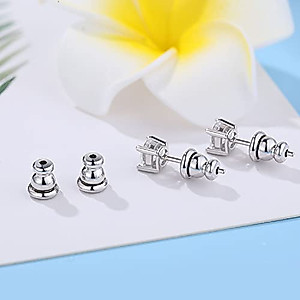 Moconar Locking Earring Backs for Studs, Hypoallergenic 18k Gold Bullet Earring Backs Replacements for Studs/Droopy Ears, Secure Locking Backing for Sensitive Ears (Silver 2pairs)