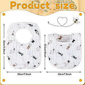 20 Pcs Muslin Bibs Baby Bandana Drool Bibs Adjustable Cotton Bibs for Boys Girls Newborn Infant 6 Absorbent Layers Newborn Bibs for Baby Boy Girl Feeding, Drooling and Teething