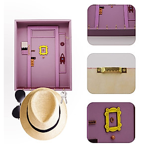 VUEJIC Friends Key Holder & Monica's Door Frame Keychain Cute Home Gift for TV Show Merchandise Lovers, Purple Handmade Home Decorative Wall, Organizer Mail Key Holder for Wall (Silvery Gift)