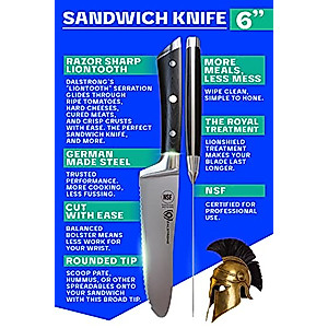 Dalstrong Ultimate Utility & Sandwich Knife - 6" - Gladiator Series Elite - Spreader - Forged German High-Carbon Steel - Sheath Included - NSF Certified