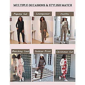 Ekouaer Womens Pajamas Set Long Sleeve Loungewear Soft Lounge Set Joggers with Pockets,Medium,Dark Grey