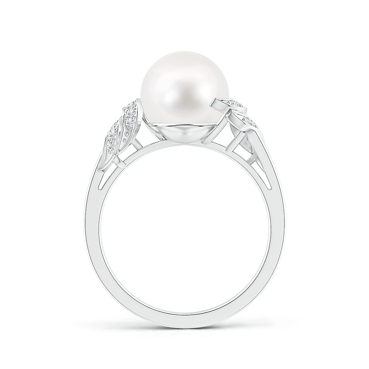 Angara Freshwater Cultured Pearl Classic Ring for Women, 14K White Gold Ring Size-7.5 (Grade-AA | Size-9mm) | June Birthstone Jewelry Gift for Women| Wedding | Anniversary | Engagement