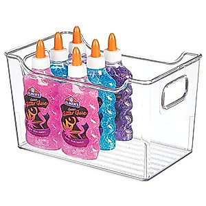 mDesign Deep Plastic Storage Organizer Bin, Craft Room Organization for Classroom, Studio, Shelves, and Closet - Storage for Sewing, Art Supplies, Yarn, and Tools - Ligne Collection - 8 Pack - Clear