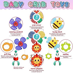 Baby Stroller Arch Toy, Adjustable Baby Stroller Car Seat Toys for Babies 0-6 months, Montessori Sensory Infant Travel Crib Bouncer Bassinet Activity Arch Toys for Toddler Boy Girl 0 3 6 9 12 Months