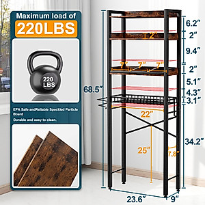 Over The Toilet Storage Cabinet,4 Tier Bathroom Organizers and Storage With Adjustable Shelf Waterproof Feet Pad and Basket ,Multifunctional Space Saver Freestanding Bathroom Shelves With Dividers