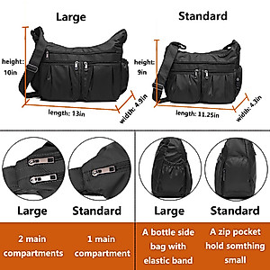 VOLGANIK ROCK Crossbody Purses for Women Shoulder Handbags Lightweight Waterproof Nylon Travel Bag Ladies Pocketbooks(Black)