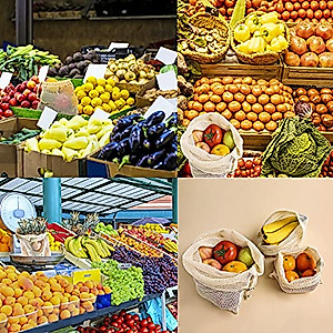 Produce Bags,9-Pack Reusable Produce Bags with Drawstring Biodegradable Eco-Friendly Net Zero Produce Bags,Reusable Vegetable Produce Bags for Fruit,Vegetable,Toys