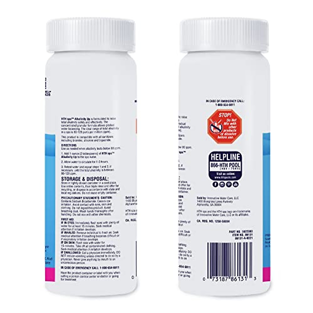 HTH Spa Care Alkalinity Up, Spa & Hot Tub Chemical Raises Alkalinity, Stabilizes pH Fluctuation, 1.25 lbs