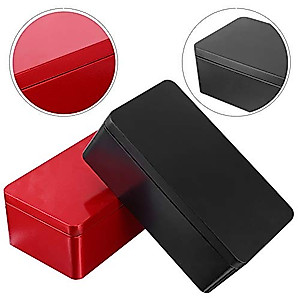 Hemoton 2pcs Metal Rectangular Empty Hinged Tins Box Containers Empty Tin Storage Container for Treats Candy Gifts Favors Red+ Black