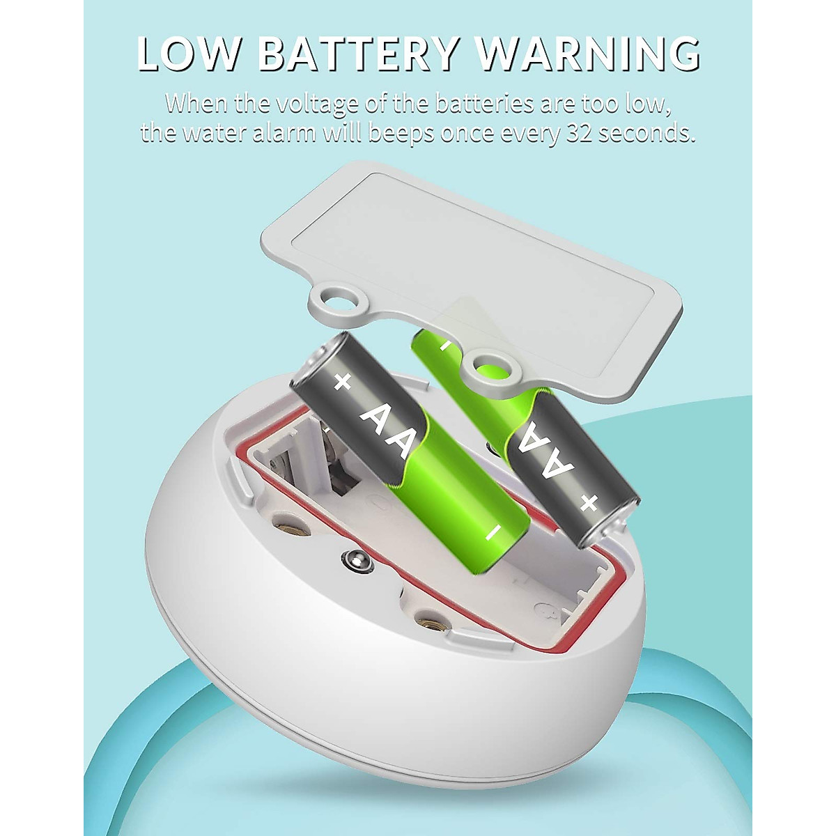 Ecoey Water Leak Detector (2.4G) , Water Sensor Alarm, Smart WiFi, Low Battery Warning, APP Alerts, Continuous Monitoring for Basement, Home,Battery Operated, 1 Pack