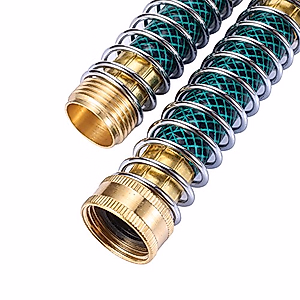 ZKZX Garden Hose Coiled Spring Protector with Solid Brass Faucet Hoses Coupling Adapter Extension 2Pcs (2pieces)