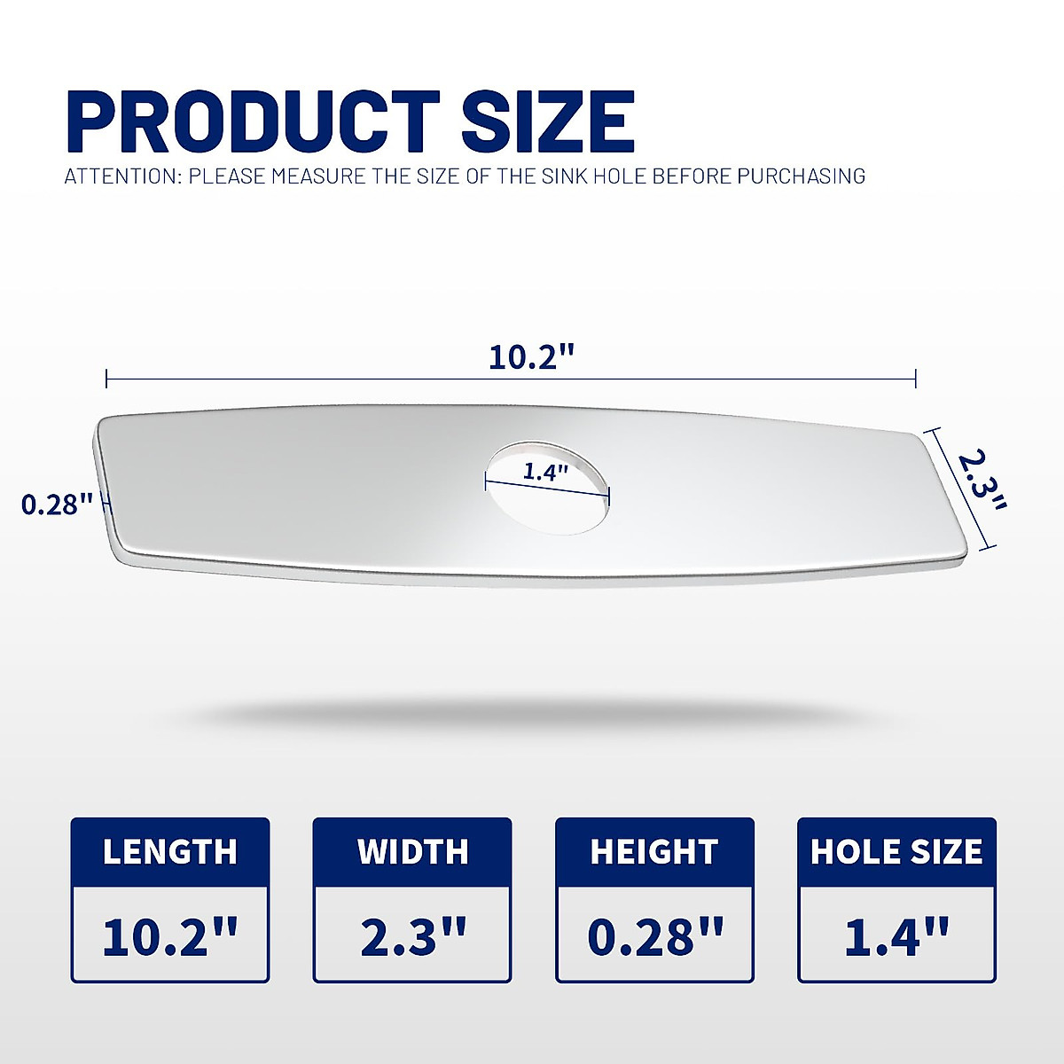 BWE 10 Inch Sink Hole Cover Deck Plate for Chrome Bathroom or Kitchen Sink Faucet 1 or 3 Hole Escutcheons Stainless Steel Vessel Vanity Sink Faucet Oversized Cover Plate Oval