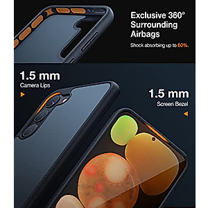 TORRAS Shockproof for Samsung Galaxy S23 Plus Case, (Military Grade Drop Tested) Translucent Slim Protective Matte Hard Back Cover Phone Case for Samsung S23 Plus Case 5G Guardian,Black