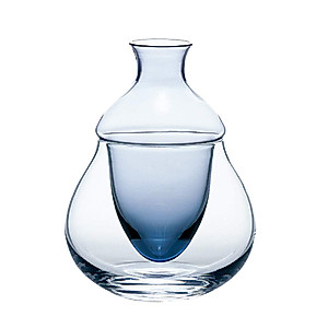 Toyo Sasaki Glass Cold Sake Cup, Blue, 4.3 x 4.3 x 5.7 inches (11 x 11 x 14.5 cm), Diameter: 1.5 inches (3.8 cm)
