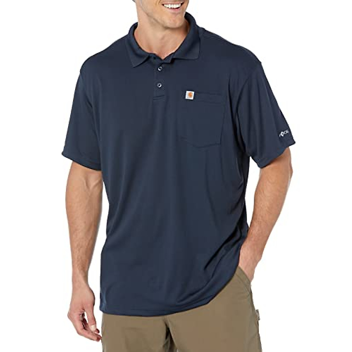 Carhartt mens (Big & Tall) Force Relaxed Fit Lightweight Short Sleeve Pocket Polo, Navy, Large Tall US