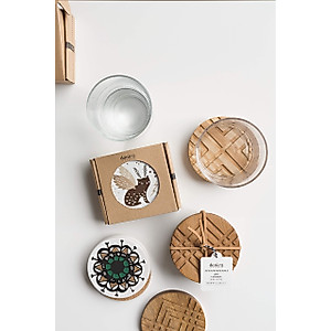 Now Designs Ceramic 4 Shadowvale Coaster Set, Multicolor