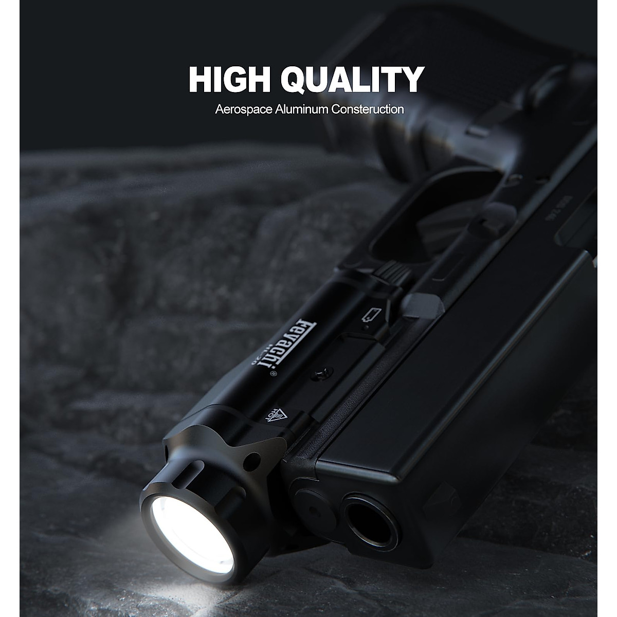 Feyachi HL-20 Pistol Light 1000 Lumen Upgrade LED Weapon Light Compact Rail Mounted Handgun Tactical Flashlight Rail Locating Keys for Picatinny