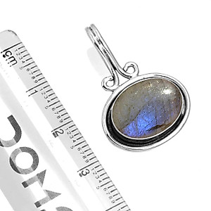JEWELOPORIUM 925 Sterling Silver Pendant for Women Gray Genuine Labradorite Stone Boho Silver Pendant Necklace New Year Gift Statement Jewelry