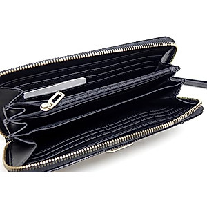 GUESS Women's Logo Patent Quilted Large Tote Bag Handbag & Wallet Set - Black