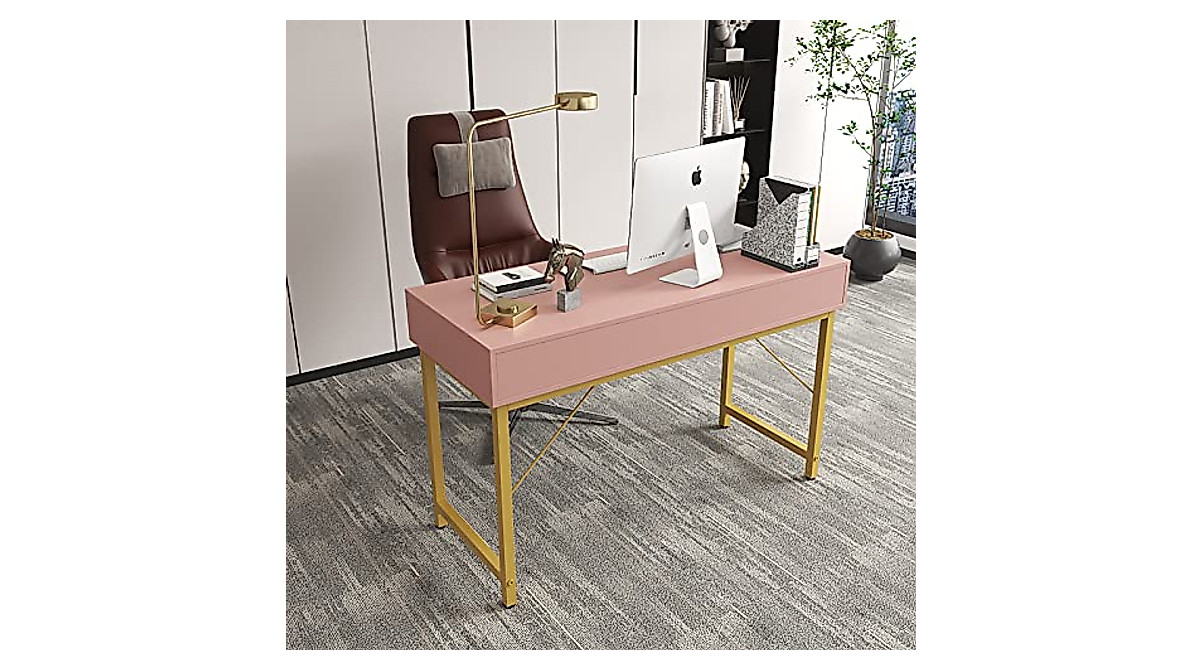 Stylish WESTREE Women Makeup Desk with Drawers - Pink